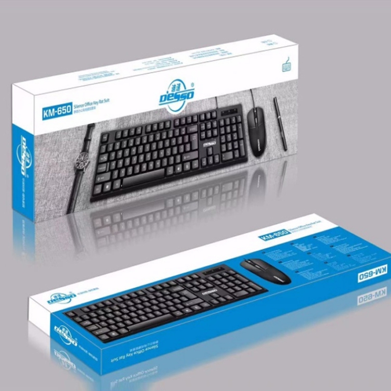 迪速KM-650键鼠套装 人体工学设计防泼溅 笔记本台式电脑有线键鼠套装家用办公通用(u+u口) 一年换新 USB防水键鼠套装