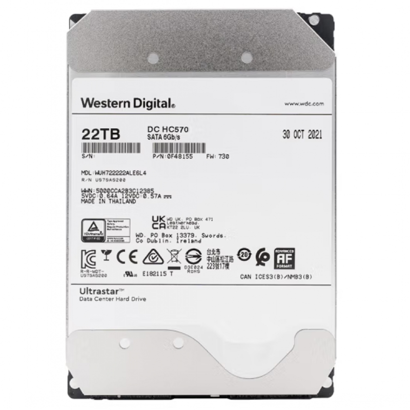 （官方正品）22T 西部数据 西数 企业级氦气硬盘 Ultrastar HC570 SATA 22TB 7200转 512MB CMR ...