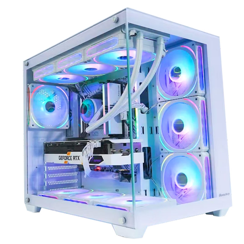 航嘉S980龙卷风全视版 海景房无立柱 侧透电脑机箱 台式主机S980白色【新款全视版】