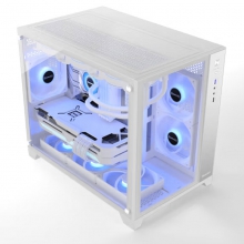 航嘉（Huntkey）S960暴风雪X带立柱 白色 海景房机箱 双面钢化玻璃/左右分区